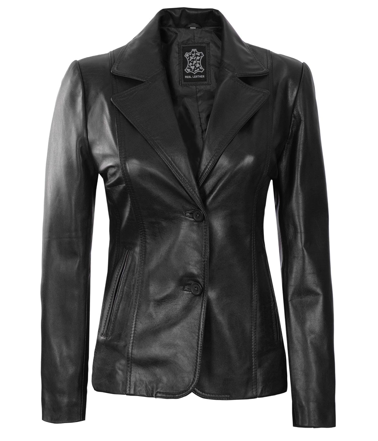 Blingsoul Women's Black Leather Jacket | [1302975] Surrey Black, XL