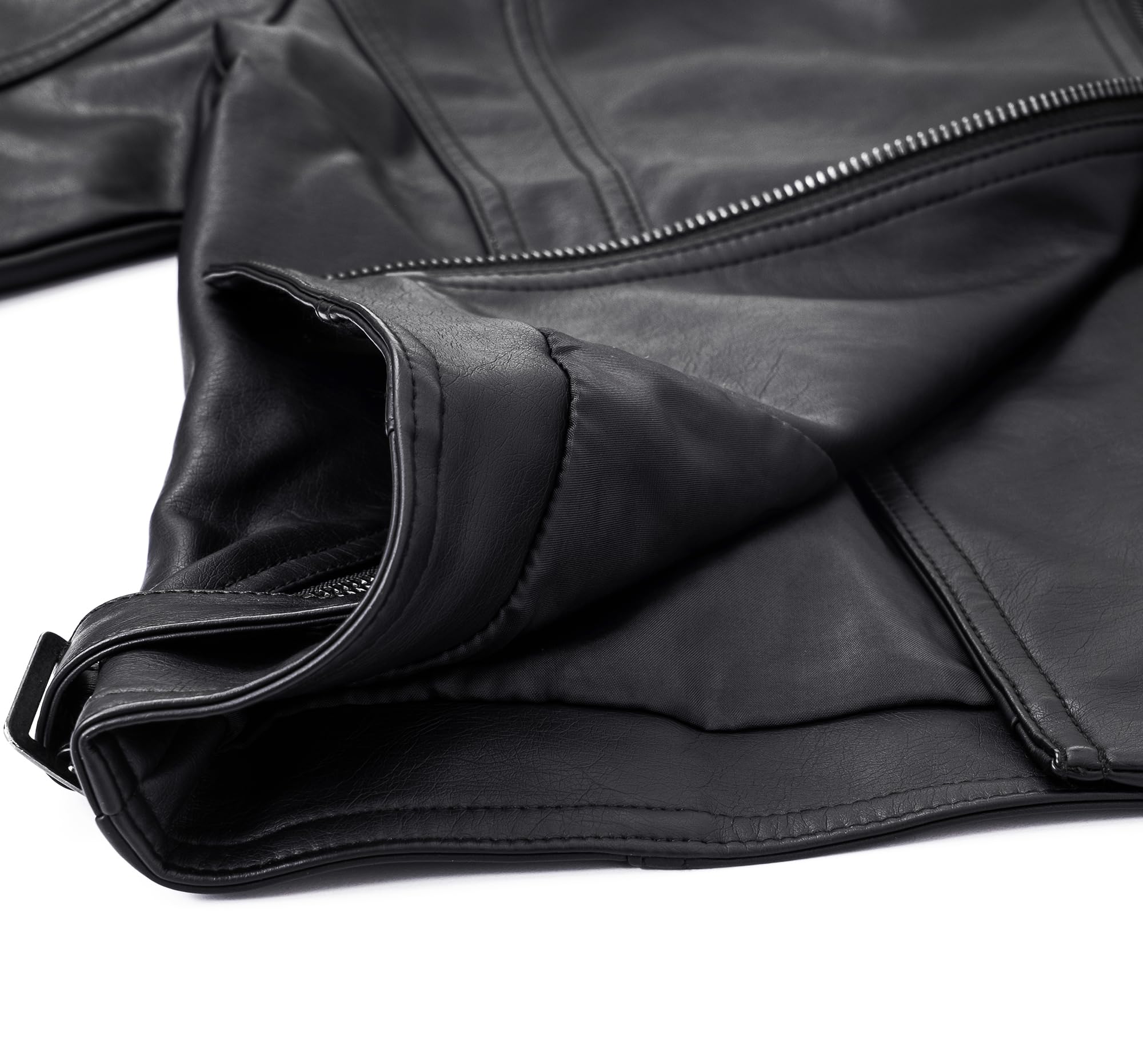 LOKTARC Boys Girls Spring Moto Faux Leather Jackets with Oblique Zipper Black 10-11 Years/Size 140