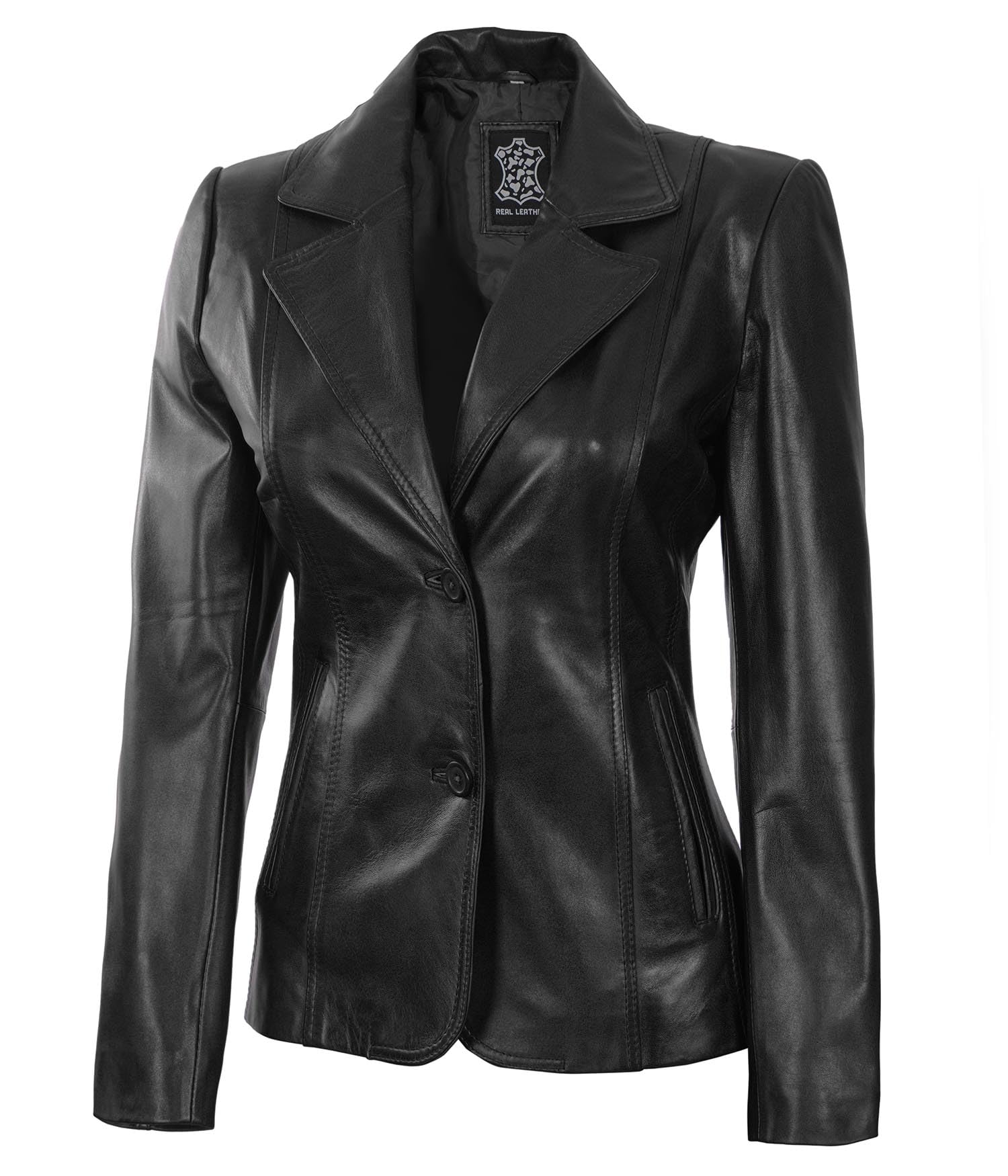 Blingsoul Women's Black Leather Jacket | [1302975] Surrey Black, XL