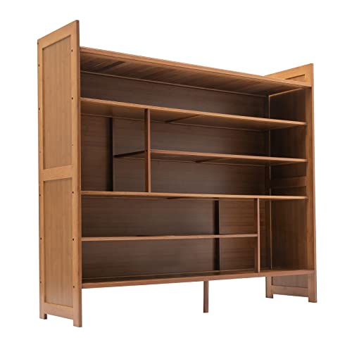 kunghei 6-Tier Large Shoe Cabinet or Home Organizer Cabinet Shoe Rack with Doors, Bookshelf Entryway Shoe Storage Cabinet with Storage Shelves for Entryway, Hallway, Closet, Living Room