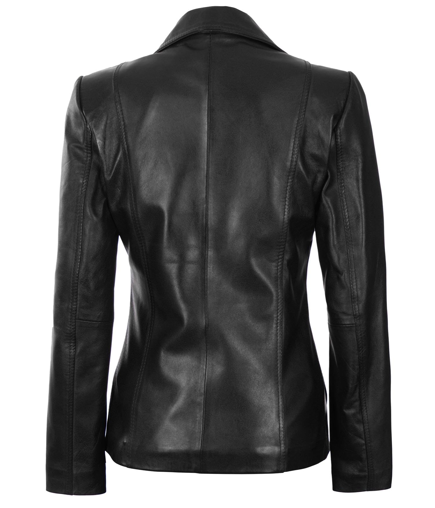 Blingsoul Women's Black Leather Jacket | [1302975] Surrey Black, XL