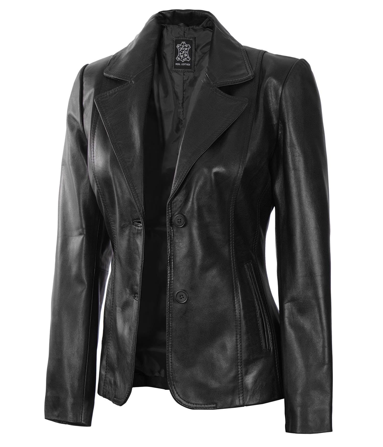 Blingsoul Women's Black Leather Jacket | [1302975] Surrey Black, XL