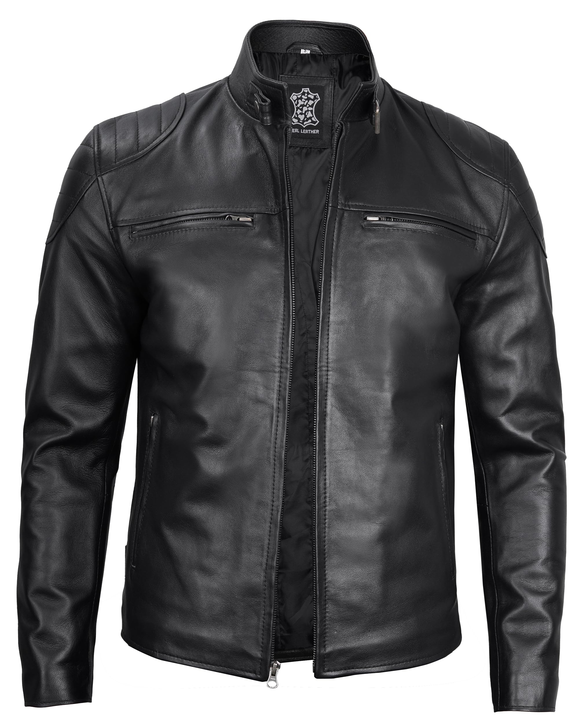 Blingsoul Black Biker Leather Jacket Men | [1100625] Vermont - XL