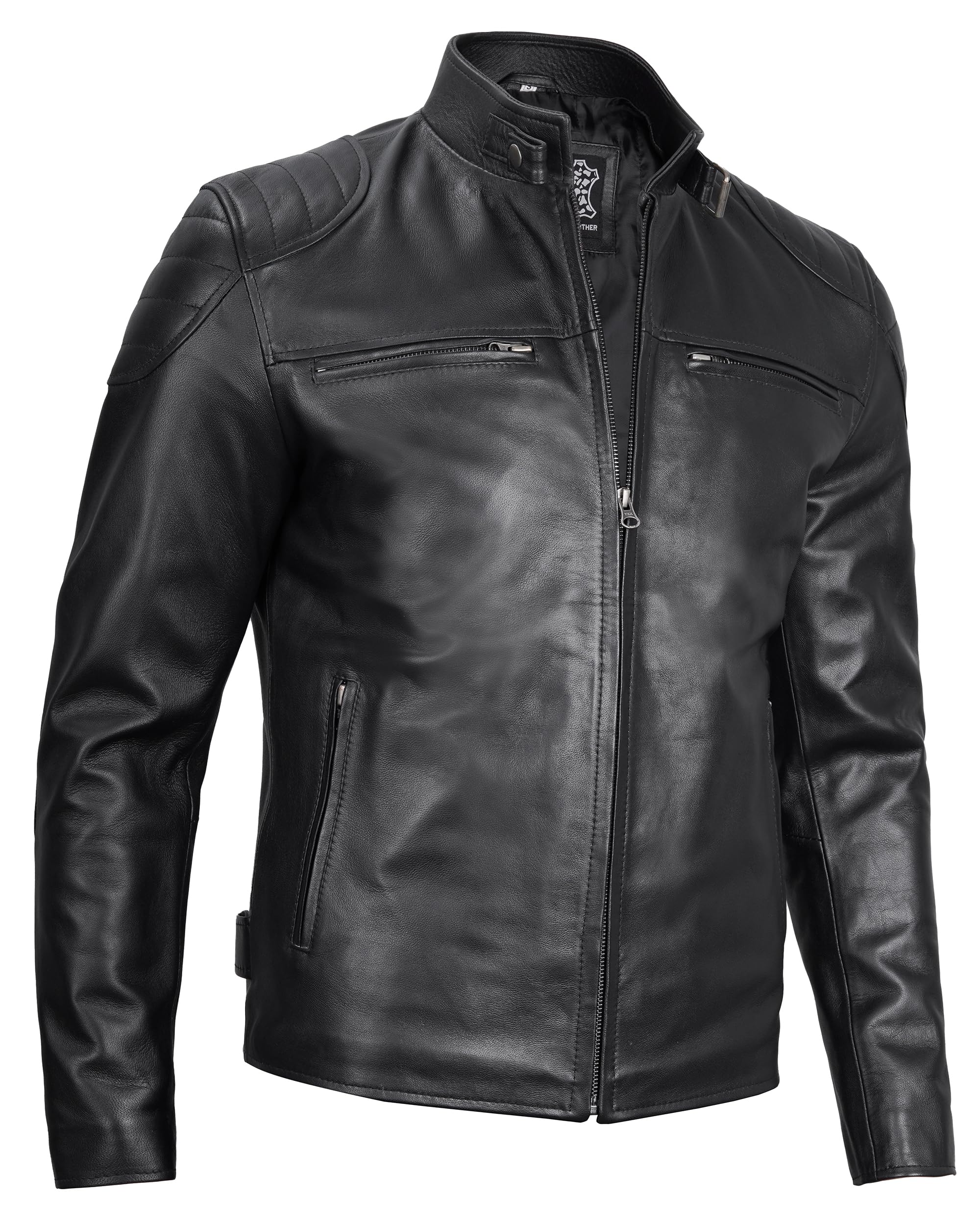 Blingsoul Black Biker Leather Jacket Men | [1100625] Vermont - XL