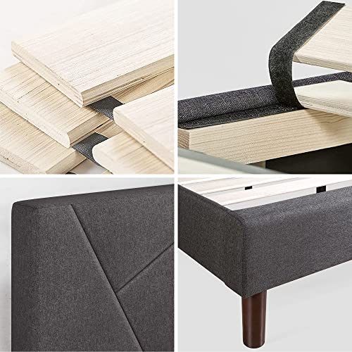 Zinus Judy Upholstered Platform Bed Frame / Mattress Foundation / Wood Slat Support / No Box Spring Needed / Easy Assembly, Queen,Grey