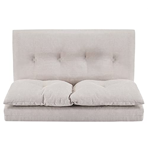 Floor Couch and Sofa Fabric Padded Sleepy Bed Five Adjustable Back Folding Lounge with Sponge + Steel Tube Material Beige Solid Modern Contemporary Pattern Handmade