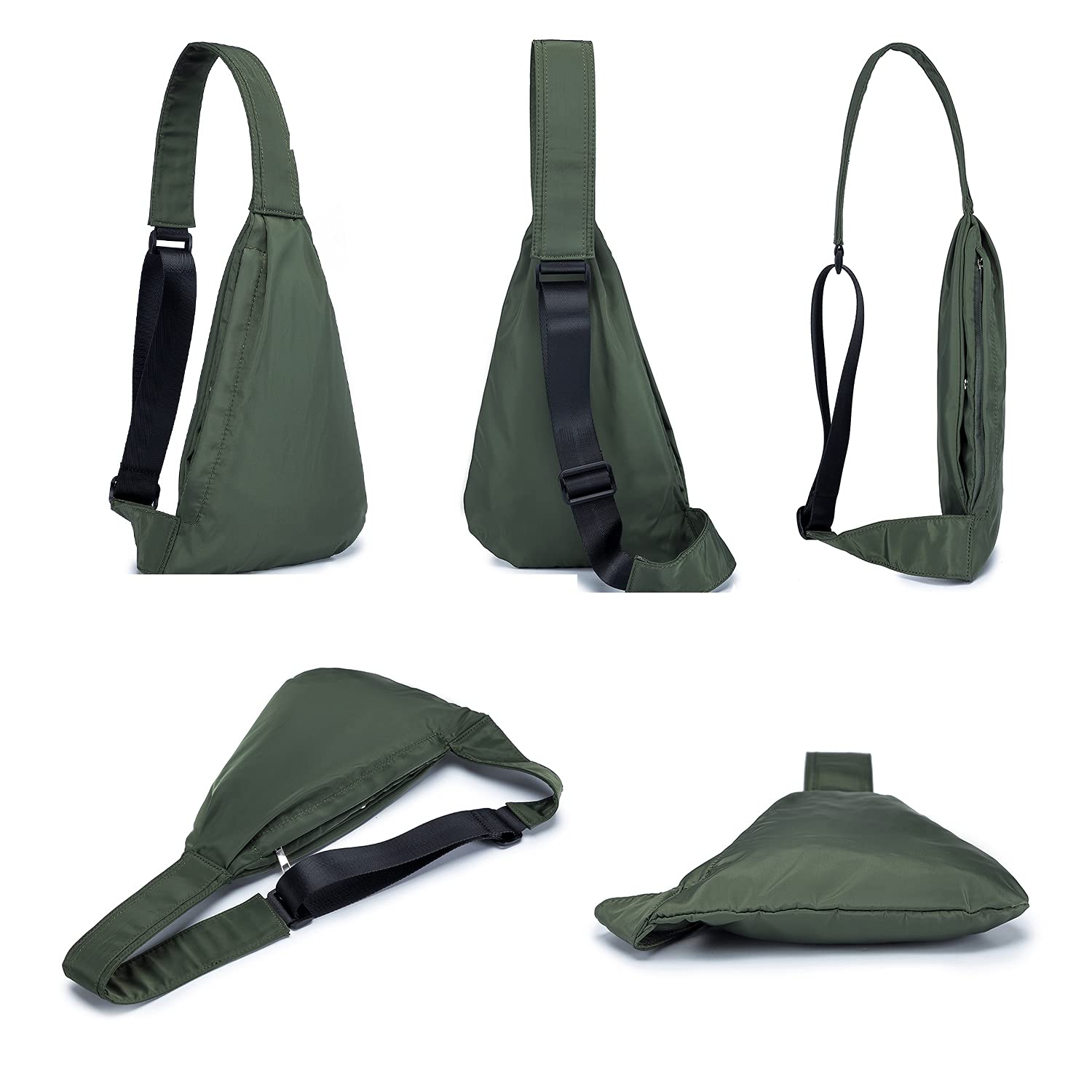 Croogo Shoulder Strap Backpack Thin Chest Sling Bag Foldable Personal Bags,Green