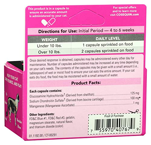 Nutramax Cosequin Joint Health Supplement for Cats - With Glucosamine and Chondroitin, 30 Capsules