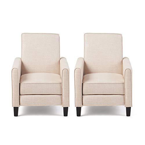 Christopher Knight Home Emmie Fabric Recliner (Set of 2), Beige, Dark Brown