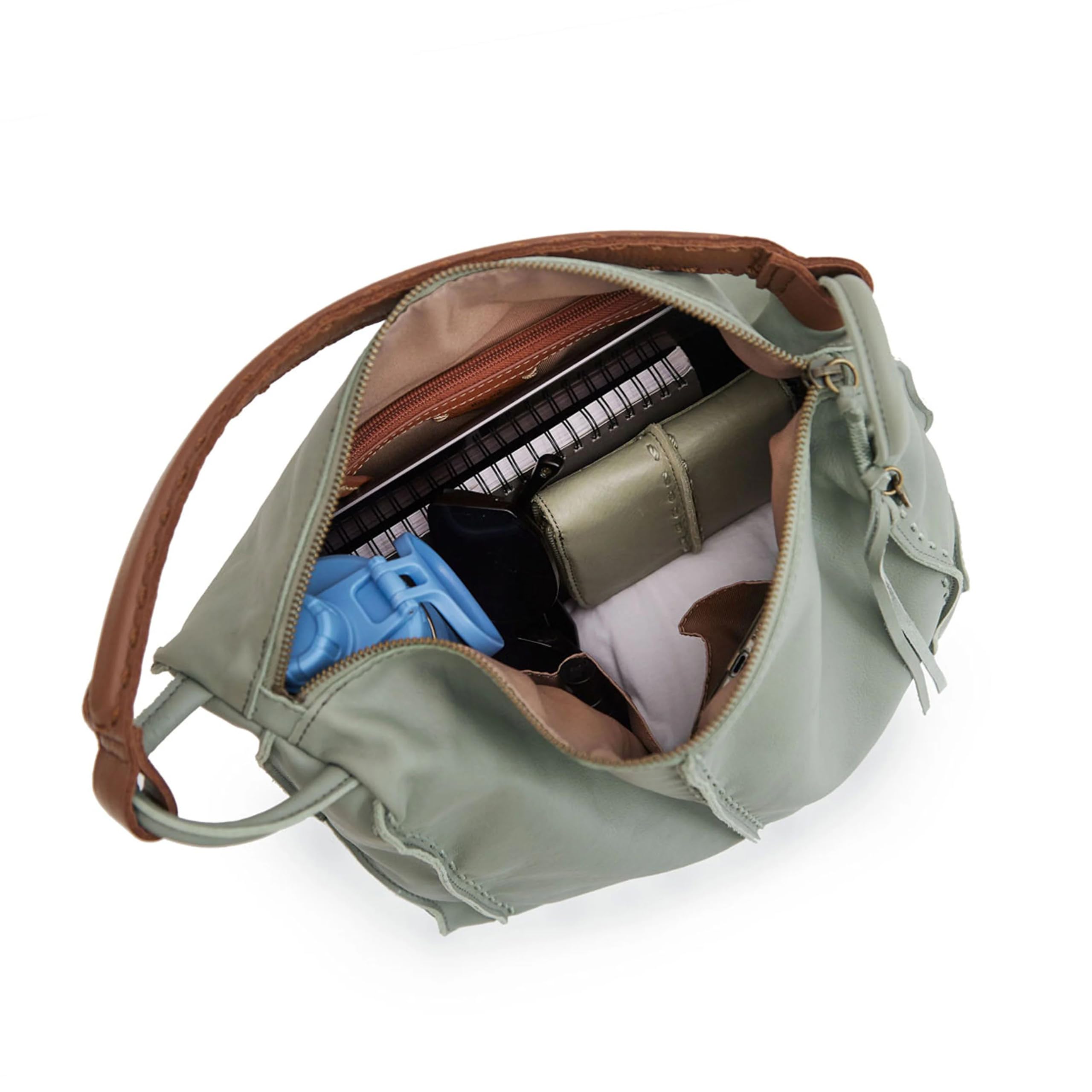The Sak Los Feliz Hobo in Leather, Lined Shoulder Purse, Mushroom Suede