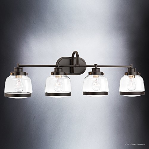 Urban Ambiance Luxury Industrial Chic Bathroom Vanity Light, Large Size: 11.25" H x 35.75" W, with Art Deco Style Elements, Olde Bronze Finish, UHP2541 from The Nottingham Collection