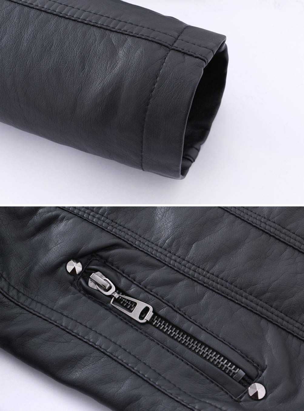 LOKTARC Boys Stand Collar Leather Jackets Kids Spring Faux Leather Motorcycle Coats Black Size 160/12-13Years