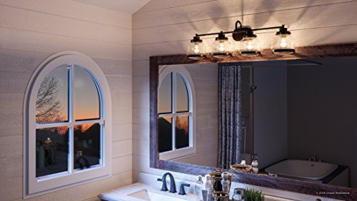 Urban Ambiance Luxury Industrial Chic Bathroom Vanity Light, Large Size: 11.25" H x 35.75" W, with Art Deco Style Elements, Olde Bronze Finish, UHP2541 from The Nottingham Collection