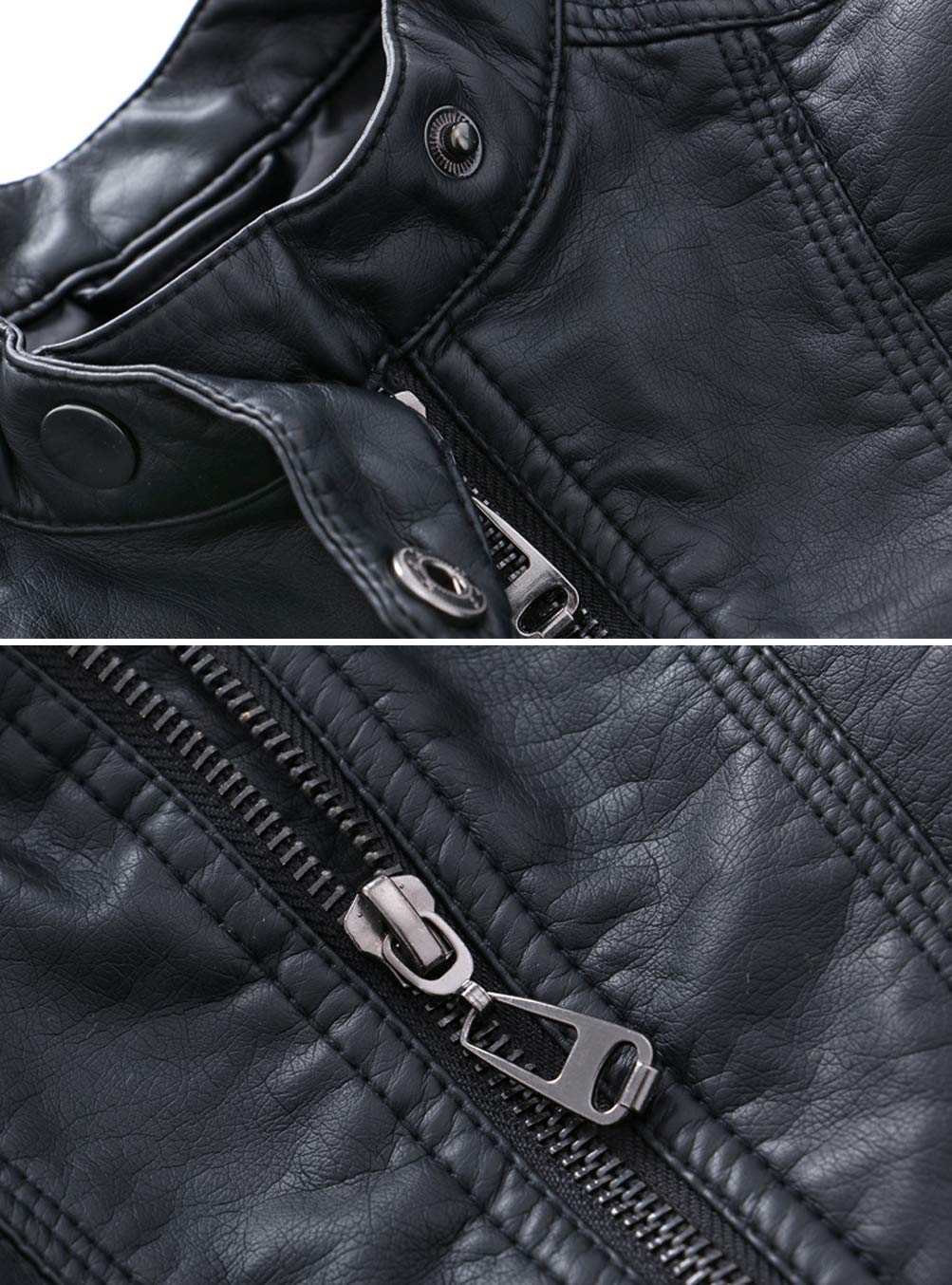 LOKTARC Boys Stand Collar Leather Jackets Kids Spring Faux Leather Motorcycle Coats Black Size 160/12-13Years