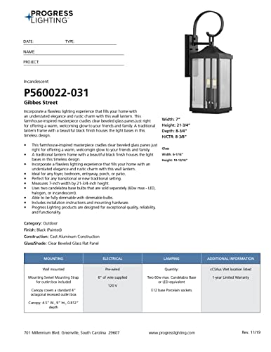 Gibbes Street Collection 2-Light Clear Beveled Glass New Traditional Outdoor Medium Wall Lantern Light Textured Black