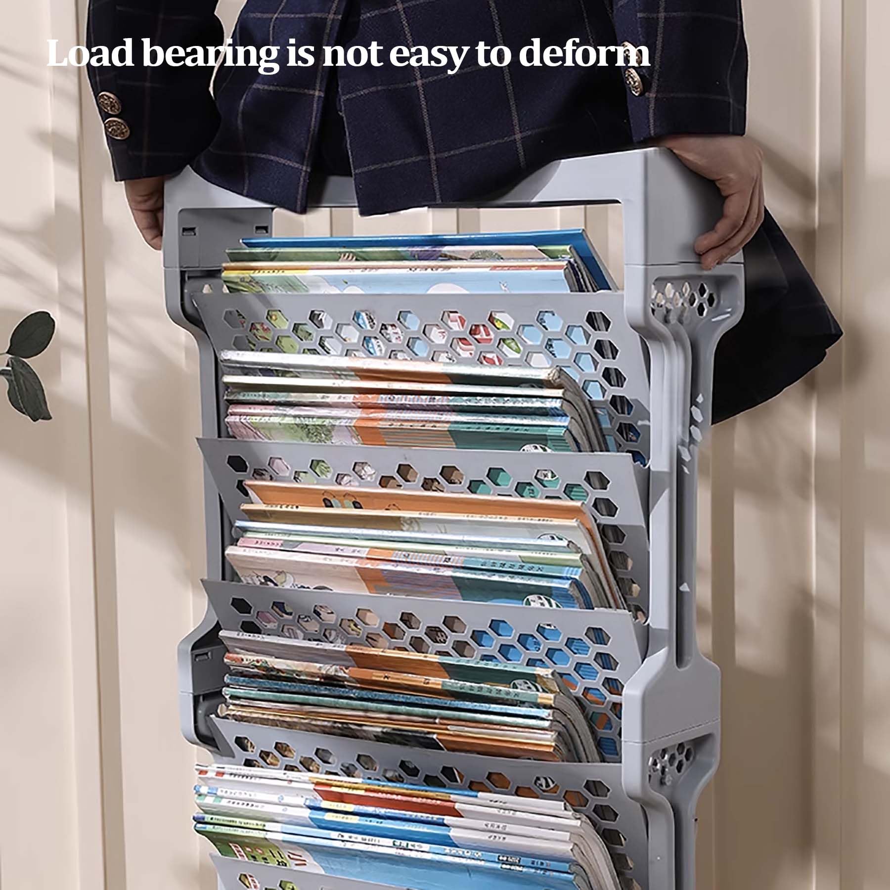 Atkits Rolling Book Shelf Organizer 6 Tier Movable Bookshelf Cart Magazine Rack Book Carts with Wheels for Bedroom Living Room Home School,Gray