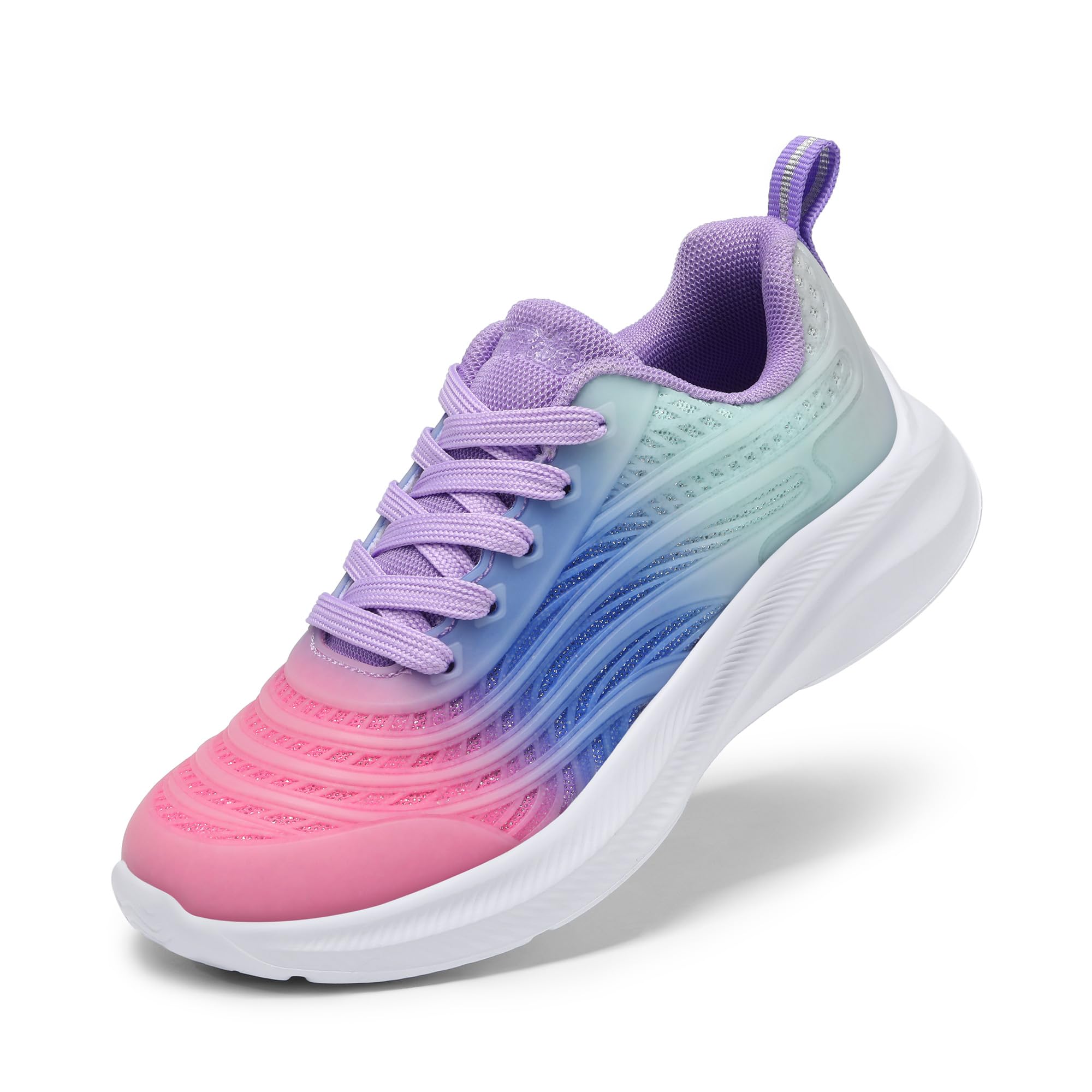 DREAM PAIRS Girls Boys Shoes Kids Tennis Sparkle Glitter Lace up Athletic Running Sneakers,Size 2 Little Kid,Pink/Blue/Light Green,SDRS2330K