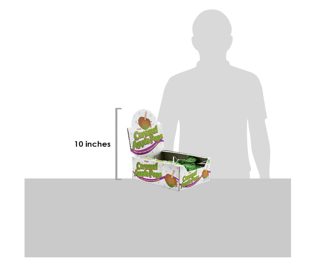 Tootsy-Roll Caramel Apple Pops - Caramel Covered Green Apple Candy Lollipops - Gluten Free Candy with Display Box Package with Couger Card Bundle - 48 Count