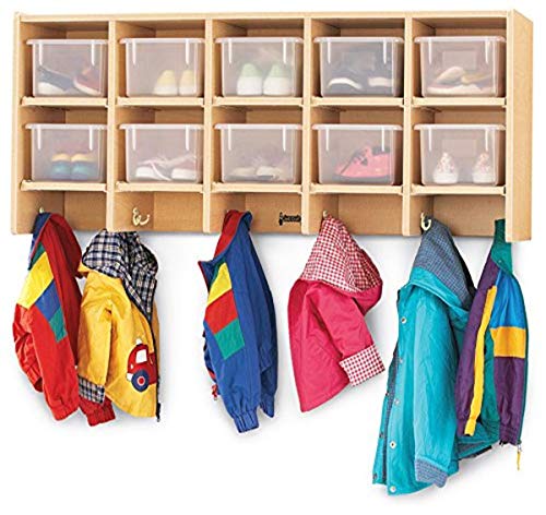 Jonti-Craft 07710JC 10 Section Wall Mount Coat Locker with Clear Bins