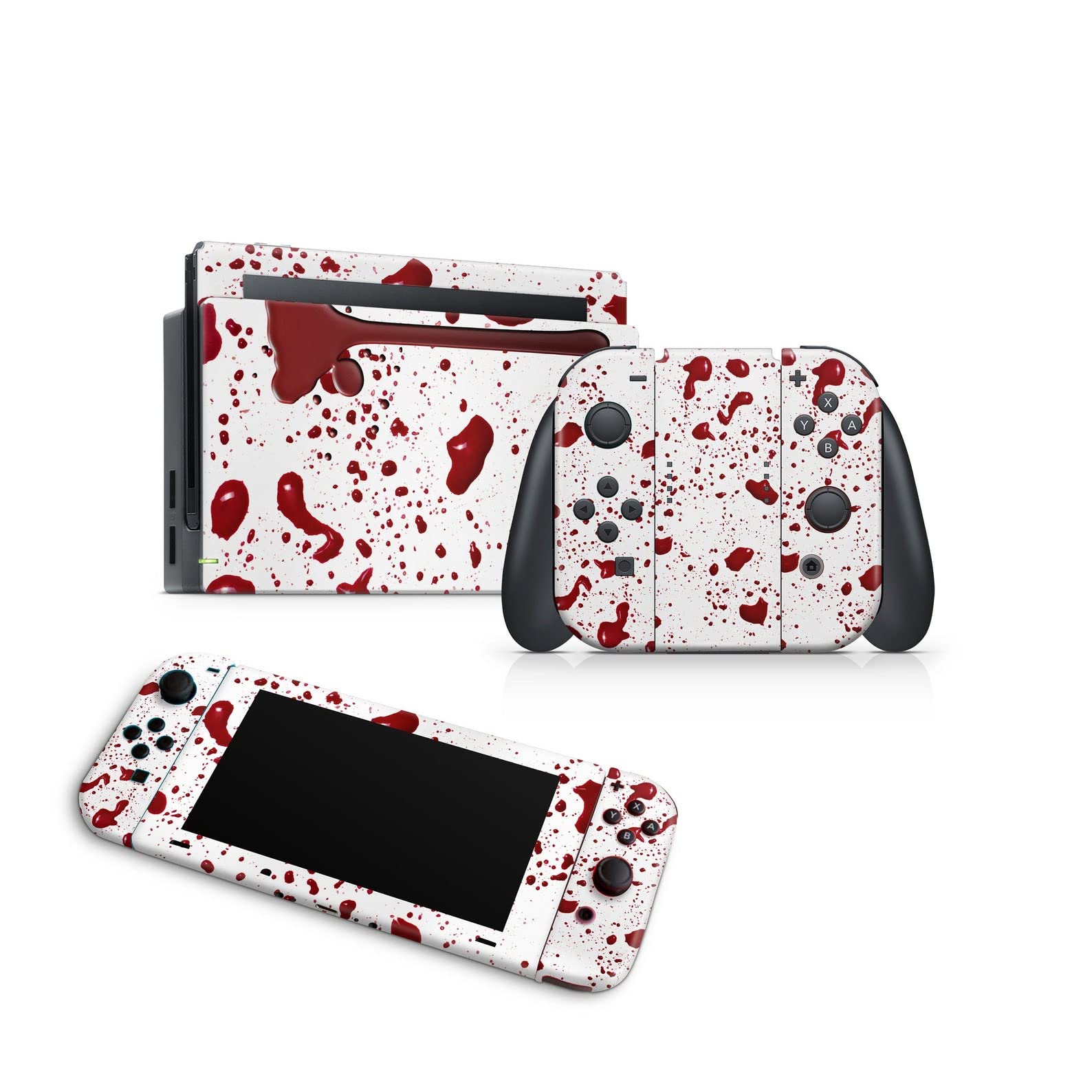 ZOOMHITSKINS Compatible with Switch Skin Cover Blood Splash Paint Bleeding Carnage Attack Horror Movie Scary 3M Vinyl Decal Sticker Wrap, Made in The USA