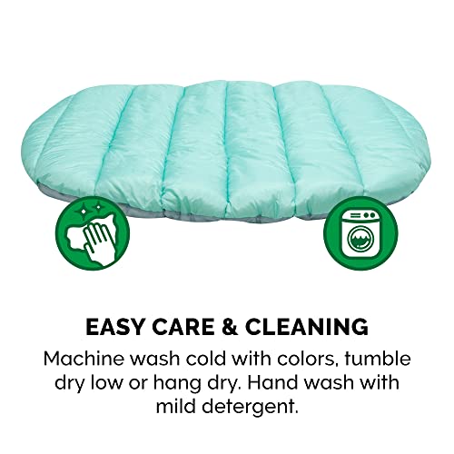 Furhaven Large Dog Bed Trail Pup Travel Pillow Mat w/ Stuff Sack, Washable - Aqua/Granite Gray, Large