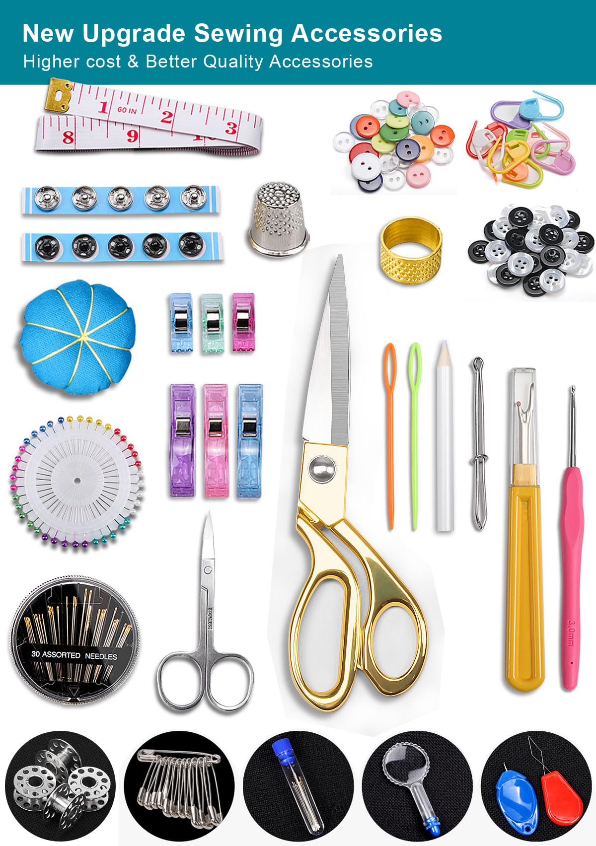 Sewing Needle Thread Kit Adults: Newly Upgraded 249 Pcs Professional Hand Sewing Supplies Kits - Large Sewing Kit for Adults Basic Starter Beginners Travel Emergency Sew Repair Set