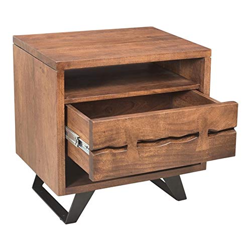 Moe's Home Collection Madagascar Acacia Wood Nightstand, Natural, 21.5"" h x 21.5"" w x 16"" d