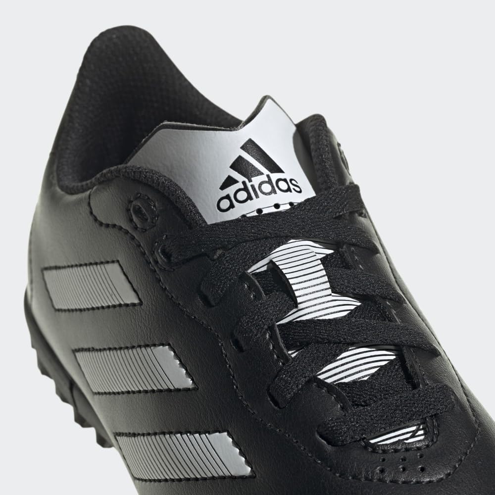 adidas Goletto Turf Soccer Shoe, Black/White/Metallic, 2 US Unisex Little Kid