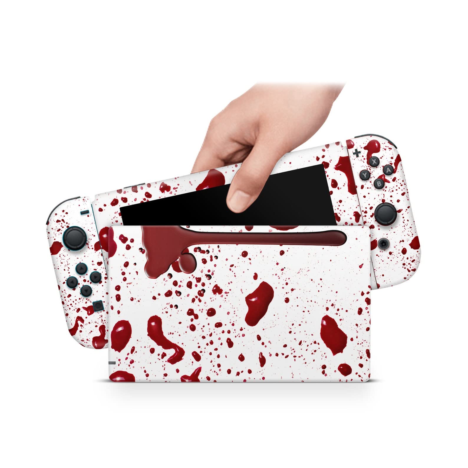 ZOOMHITSKINS Compatible with Switch Skin Cover Blood Splash Paint Bleeding Carnage Attack Horror Movie Scary 3M Vinyl Decal Sticker Wrap, Made in The USA