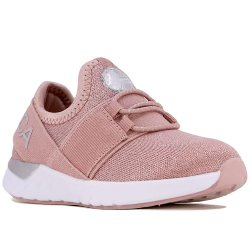 Nautica Kids Youth Sneaker Athletic Slip-On Bungee Running Tennis Shoes Boy - Girl Little Kid-Big Kid-Neave Girls-Mauve Sparkle Silver Size-2
