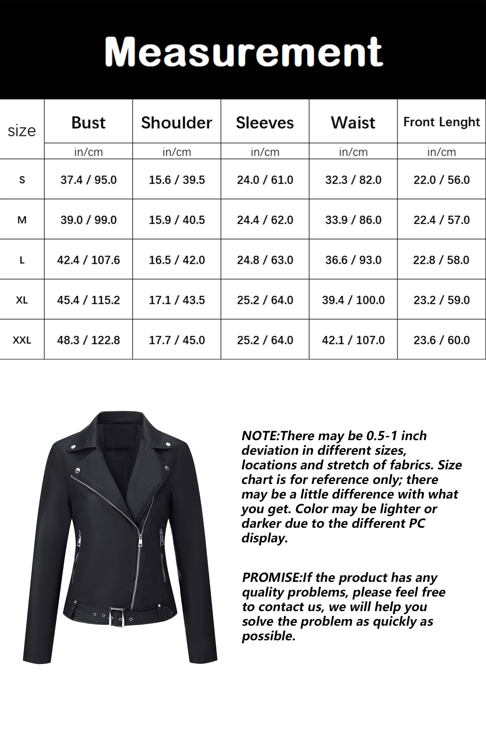 Bellivera Women Faux Leather Motorcycle Jacket Spring Clothes Winter Trendy Moto Biker Casual Coat 7906 Black M