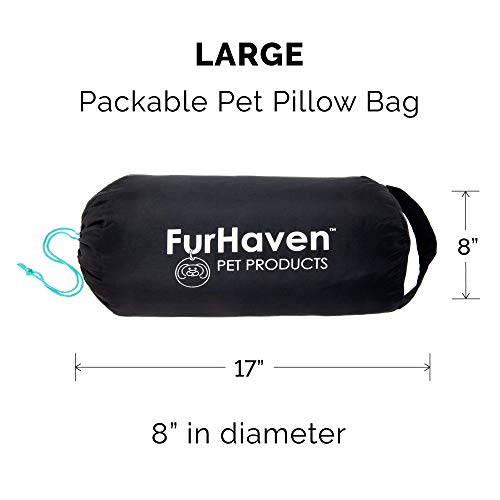 Furhaven Large Dog Bed Trail Pup Travel Pillow Mat w/ Stuff Sack, Washable - Aqua/Granite Gray, Large