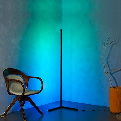 Corner Floor Lamp for Living Room, Corner Light, RGB Color Changing Modern Mood Lighting, 1 Pack, Bluetooth APP and Remote Control Music Sync Great Theater Lighting Effect for Home