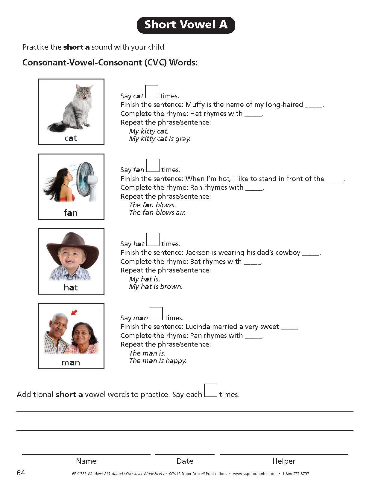 Super Duper Publications | Webber® Big Apraxia Carryover Worksheets | Educational Resource for Children