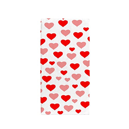 My Little Nest Hand Towels for Bathroom Red Hearts Gradient Absorbent Small Bath Towel Soft Kitchen Towels Fingertip Towel for Guest and Bar 30 x 15 inch