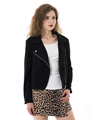 Apperloth A Women’s Solid Long Sleeve Faux Suede Motorcycle Jackets Zipper Short Coats