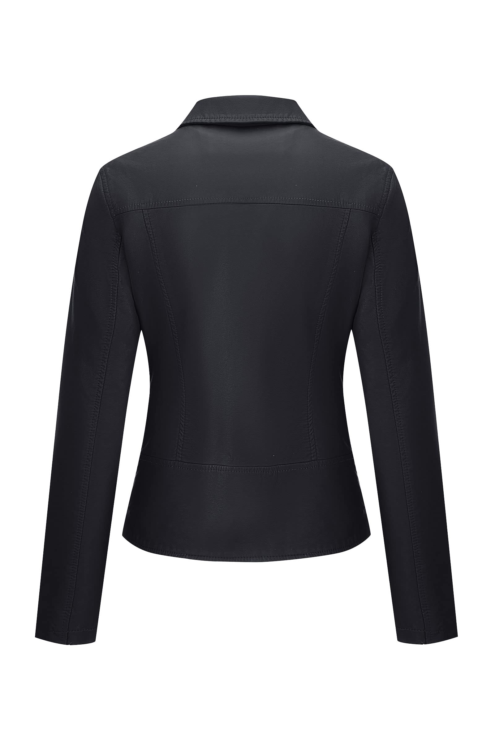 Bellivera Women Faux Leather Motorcycle Jacket Spring Clothes Winter Trendy Moto Biker Casual Coat 7906 Black M
