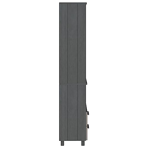 GOLINPEILO Wooden Highboard Bookcase, Dark Gray 4-Tier Bookshelf with 2 Drawers, Standard Book Shelves Display Shelf Solid Wood Pine for Home Office 23.6"x13.8"x70.9"(B) -AA