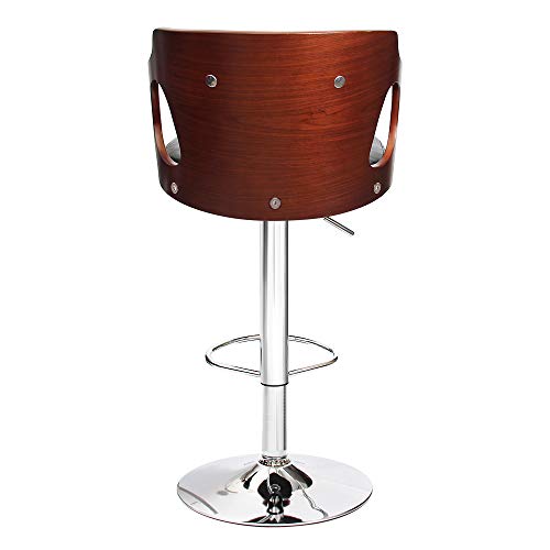 Homall Bar Stools Walnut Bentwood Adjustable Height Leather Modern Barstools with Back Vinyl Seat Extremely Comfy Bar Stool 1 Piece (Black)
