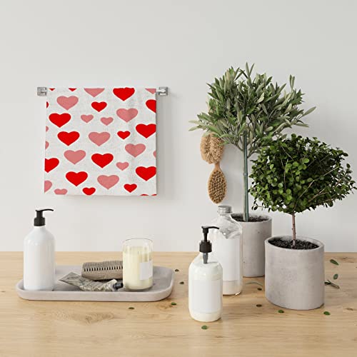 My Little Nest Hand Towels for Bathroom Red Hearts Gradient Absorbent Small Bath Towel Soft Kitchen Towels Fingertip Towel for Guest and Bar 30 x 15 inch