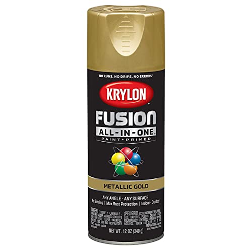 12 oz Krylon K02770007 Gold Fusion All-In-One Paint & Primer Spray Paint, Metallic