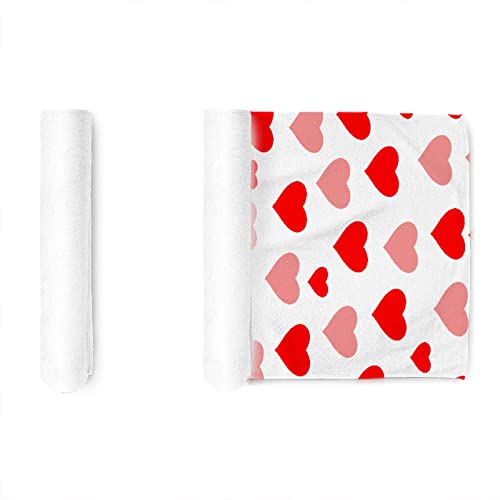 My Little Nest Hand Towels for Bathroom Red Hearts Gradient Absorbent Small Bath Towel Soft Kitchen Towels Fingertip Towel for Guest and Bar 30 x 15 inch