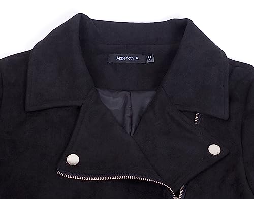 Apperloth A Women’s Solid Long Sleeve Faux Suede Motorcycle Jackets Zipper Short Coats
