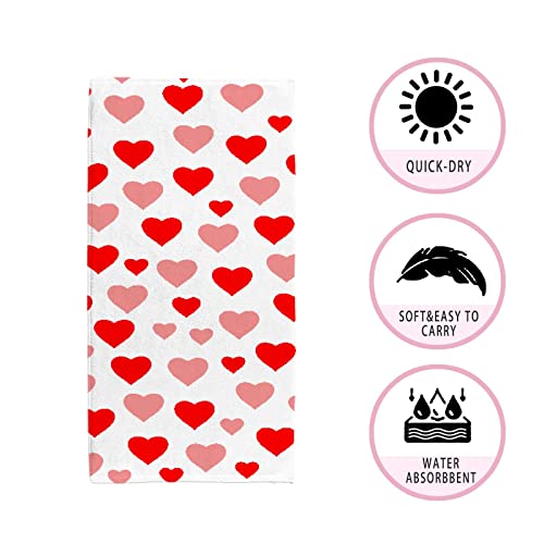 My Little Nest Hand Towels for Bathroom Red Hearts Gradient Absorbent Small Bath Towel Soft Kitchen Towels Fingertip Towel for Guest and Bar 30 x 15 inch