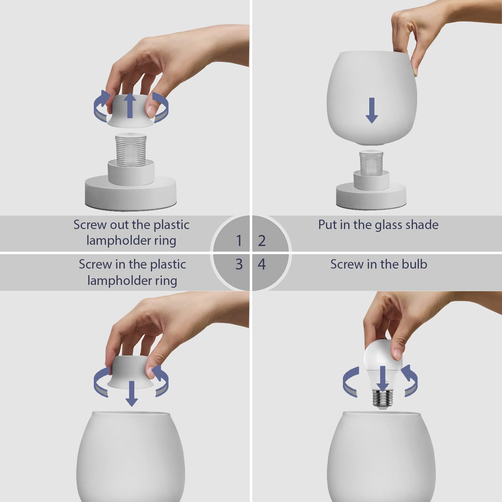 Touch Bedside Table Lamp - Modern Small Lamp for Bedroom Living Room Nightstand, Desk lamp with White Opal Glass Lamp Shade, Warm LED Bulb, 3 Way Dimmable, Simple Design Christmas Gift