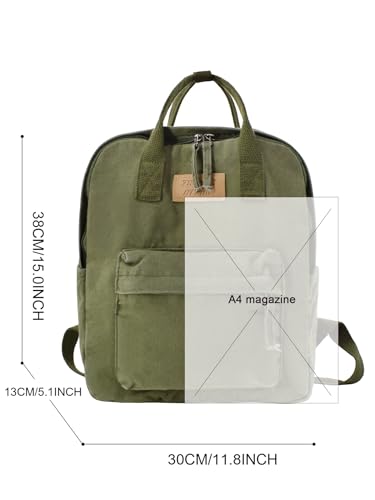 TeeYee Canvas Backpack Women Retro Large Capacity Backpack Casual Versatile Backpack BAG157green