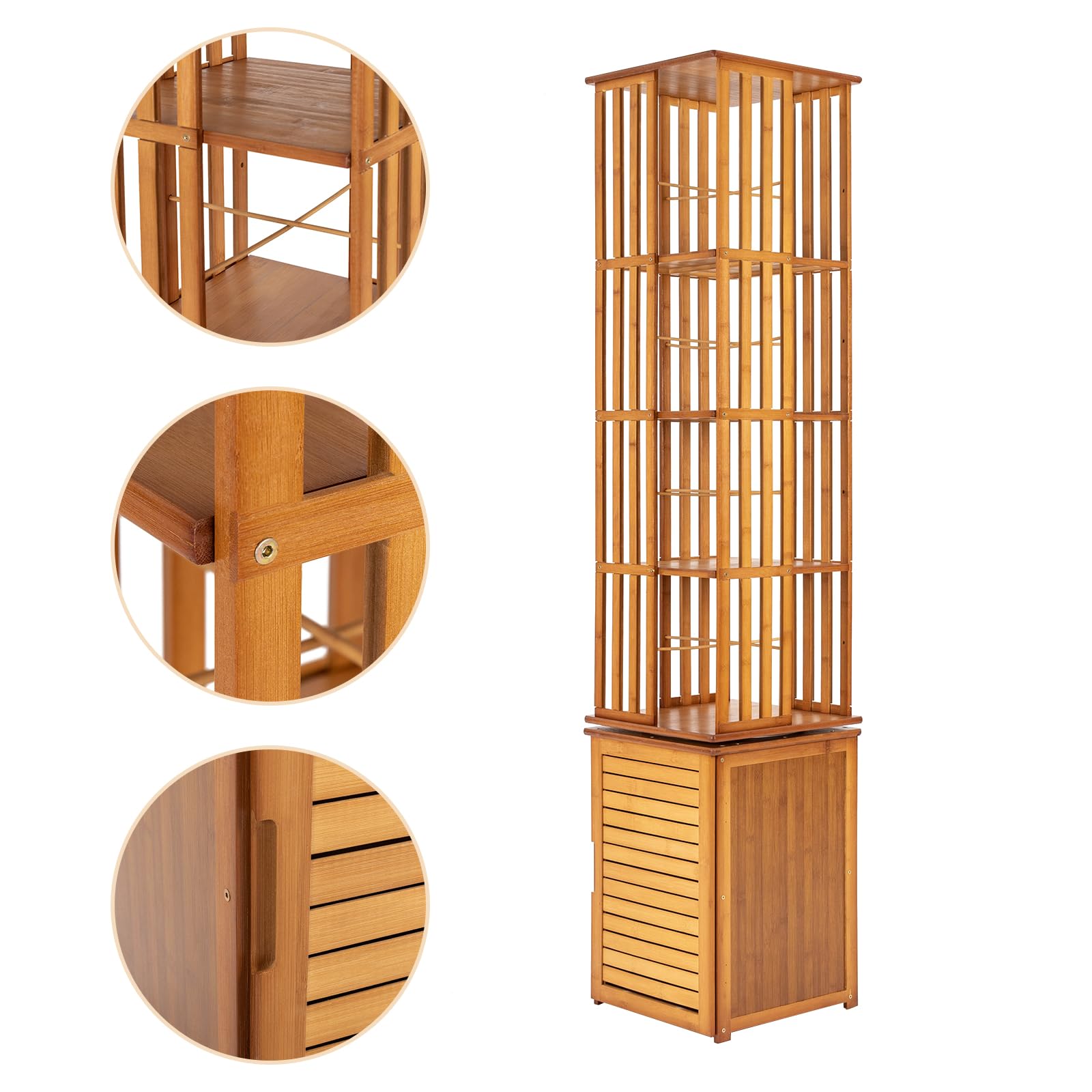 Kaichenyt Rotating Bookshelf, 360° Display Corner Bookshelf, 6 Tier Floor Standing Bookcase, Corner Tall Book Shelf for Home, Office, Living Room, Study Room (Teal)