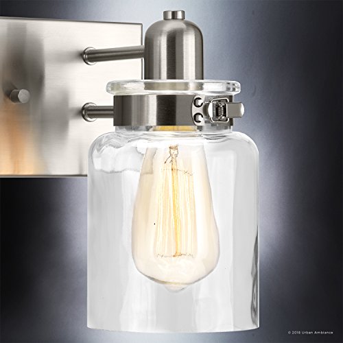Urban Ambiance Luxury Modern Farmhouse Bathroom Vanity Light, Large Size: 8.625" H x 30.25" W, with Industrial Style Elements, Brushed Nickel Finish, UHP2144 from The Bridgeport Collection