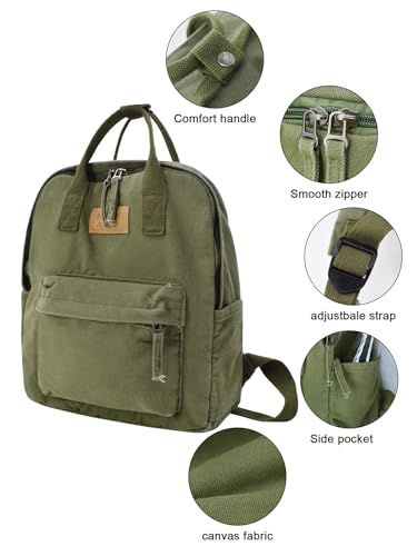 TeeYee Canvas Backpack Women Retro Large Capacity Backpack Casual Versatile Backpack BAG157green