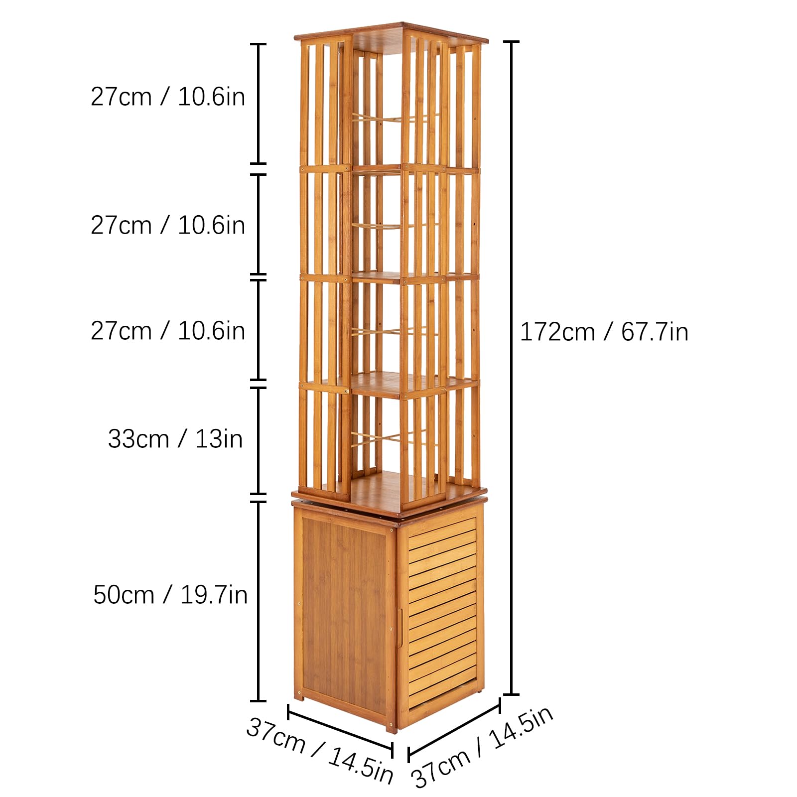 Kaichenyt Rotating Bookshelf, 360° Display Corner Bookshelf, 6 Tier Floor Standing Bookcase, Corner Tall Book Shelf for Home, Office, Living Room, Study Room (Teal)